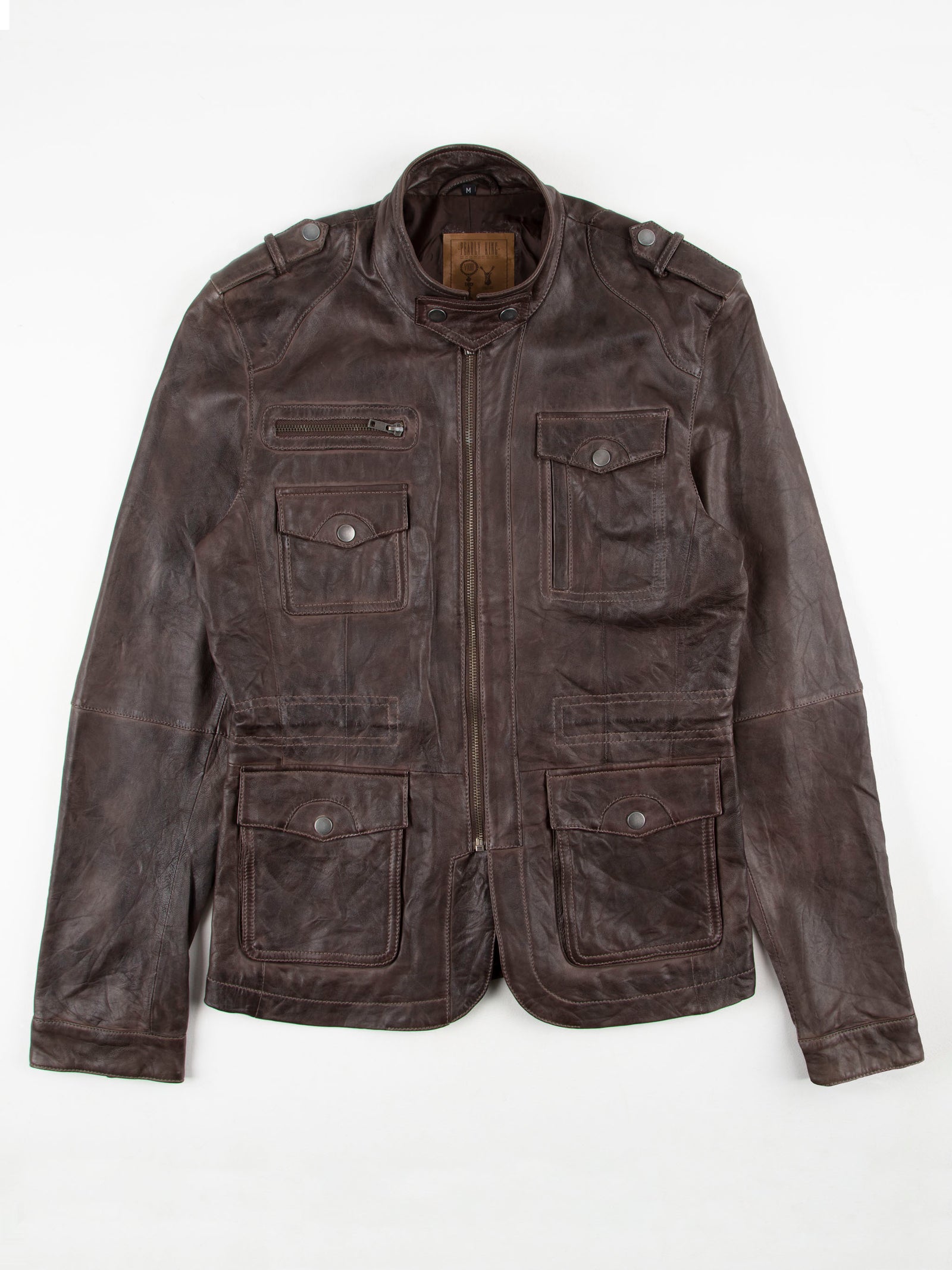 Regular Fit Realm Brown Mens Leather Jacket | Pearly King